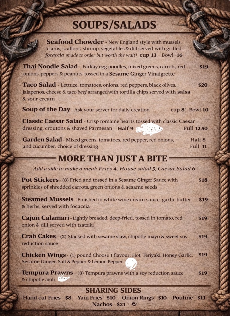 Menus – The Shipyard Restaurant & Pub